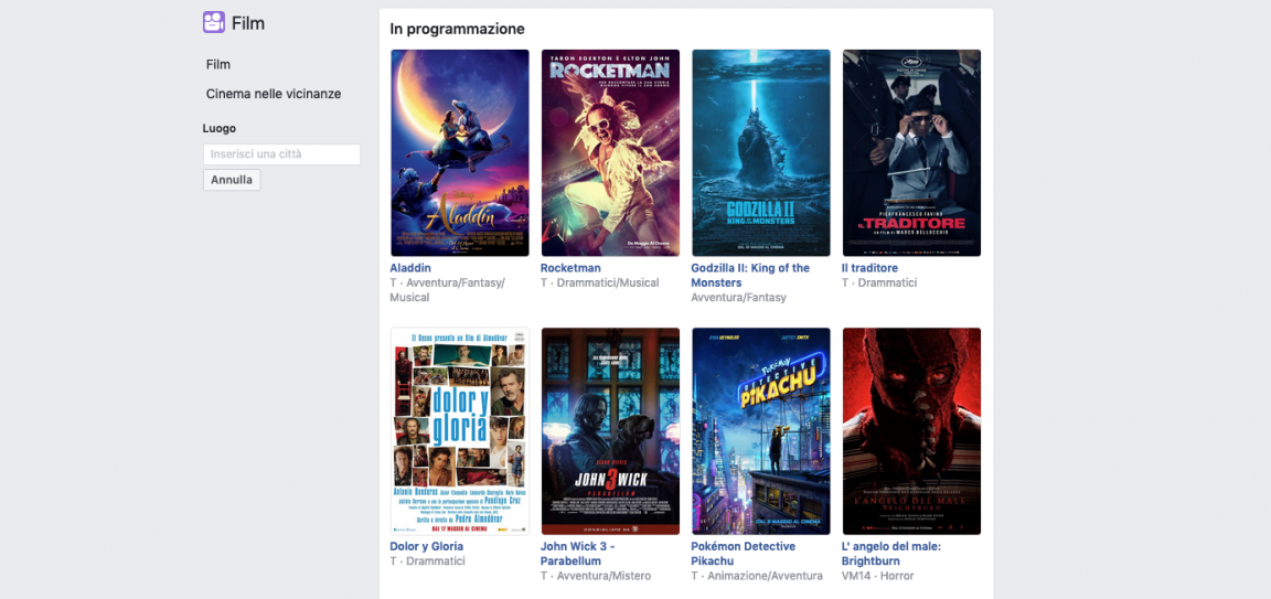 Facebook Film: ecco cos'è la nuova funzione per scegliere i film al cinema